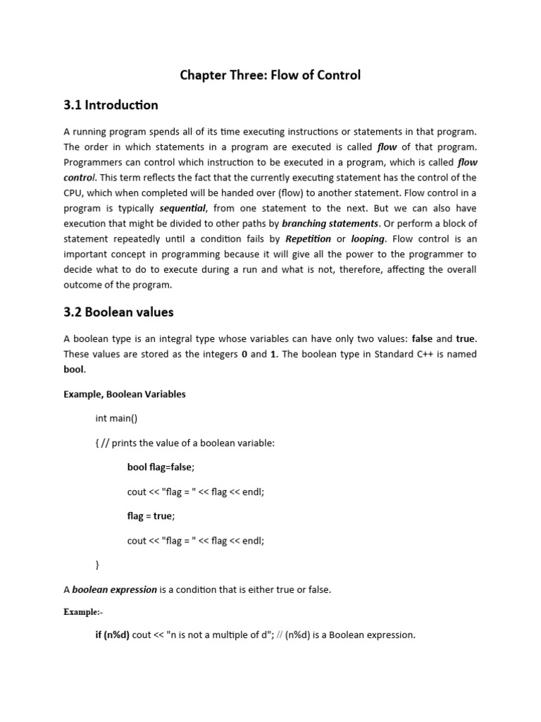 Chapter Three Pdf Boolean Data Type Control Flow