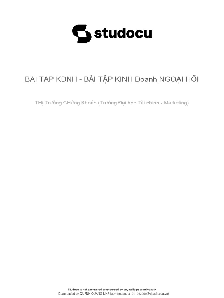 Bai Tap KDNH Bai Tap Kinh Doanh Ngoai Hoi | PDF