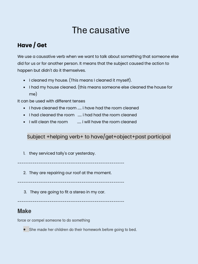 The Causative: Have / Get | Download Free PDF | Verb | Grammatical Tense