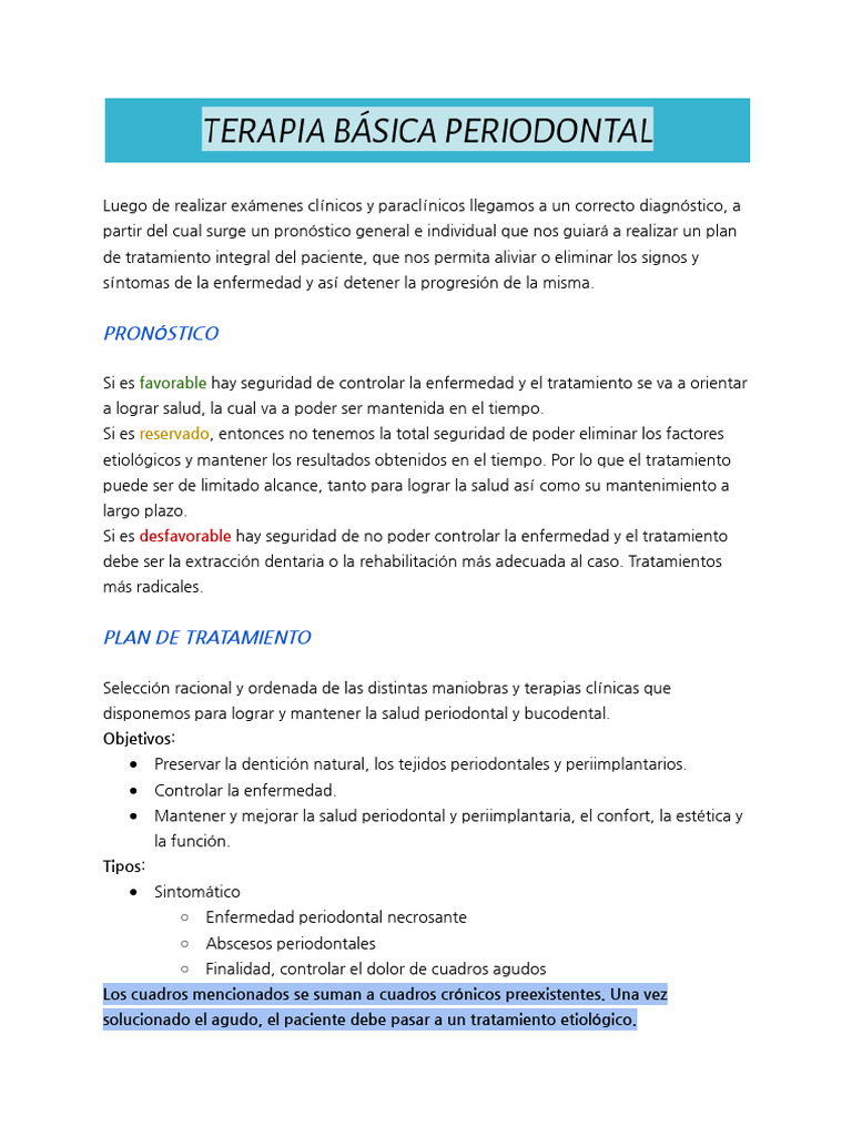 Diagnóstico y Tratamiento Periodontal Integral | PDF | Terapia | Ciencias de la Salud