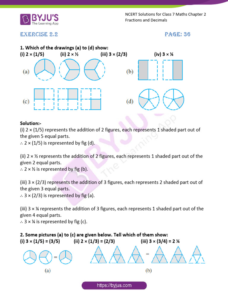 NCERT Solutions For Calss 7 Maths Chapter 2 Fractions and Decimals ...