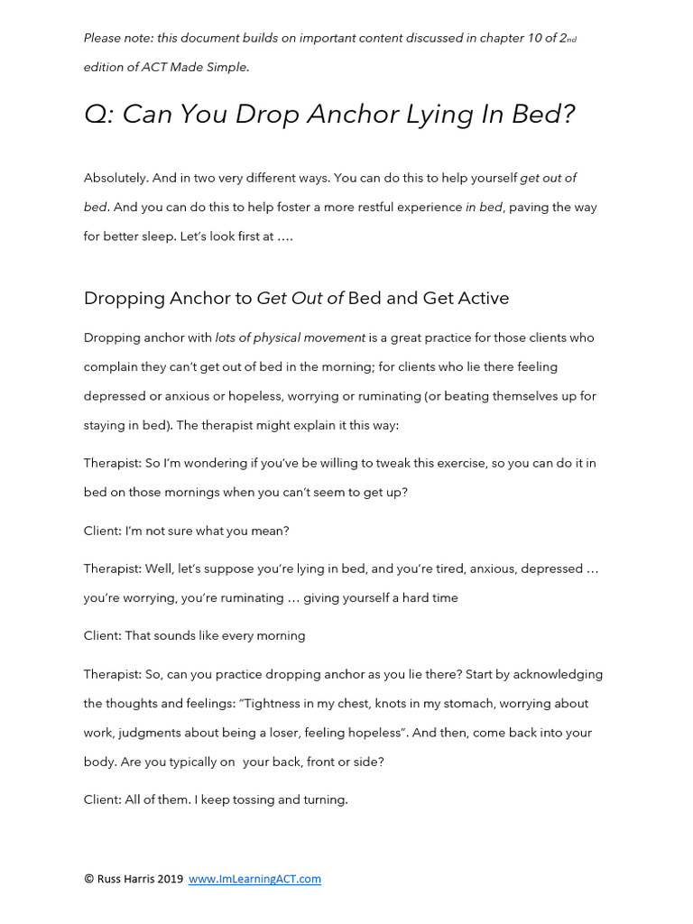 How To Drop Anchor in Bed - ACT Made Simple - Extra Bits - Chapter 10 | PDF