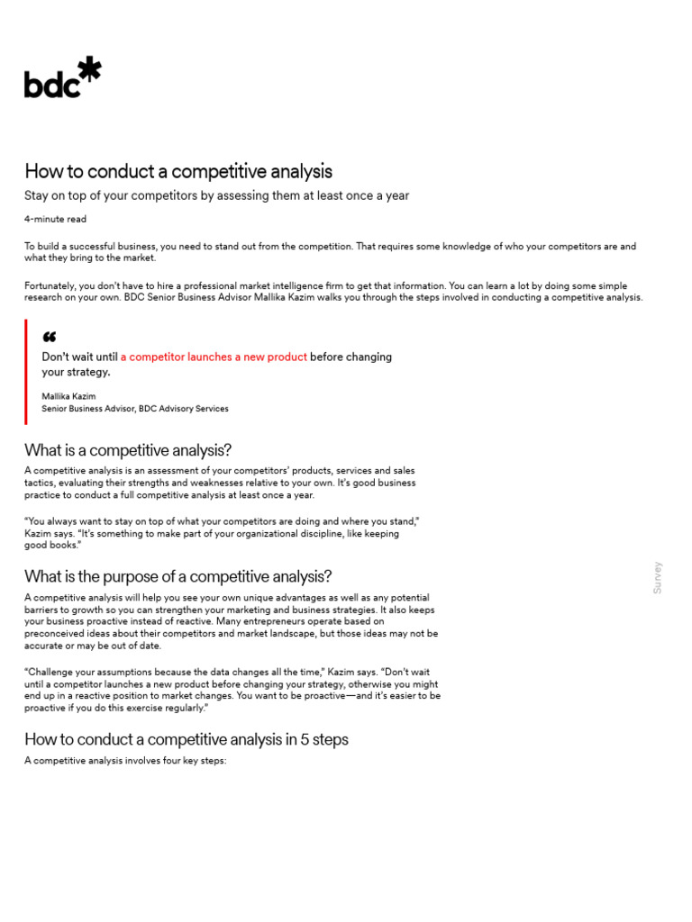 How to Conduct a Competitive Analysis _ BDC.ca | PDF | Marketing ...