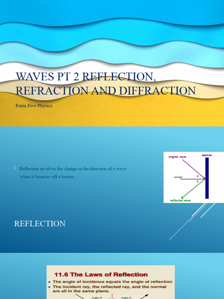 Waves PT 2 Reflection, Refraction and Diffraction Form Five Physics | PDF