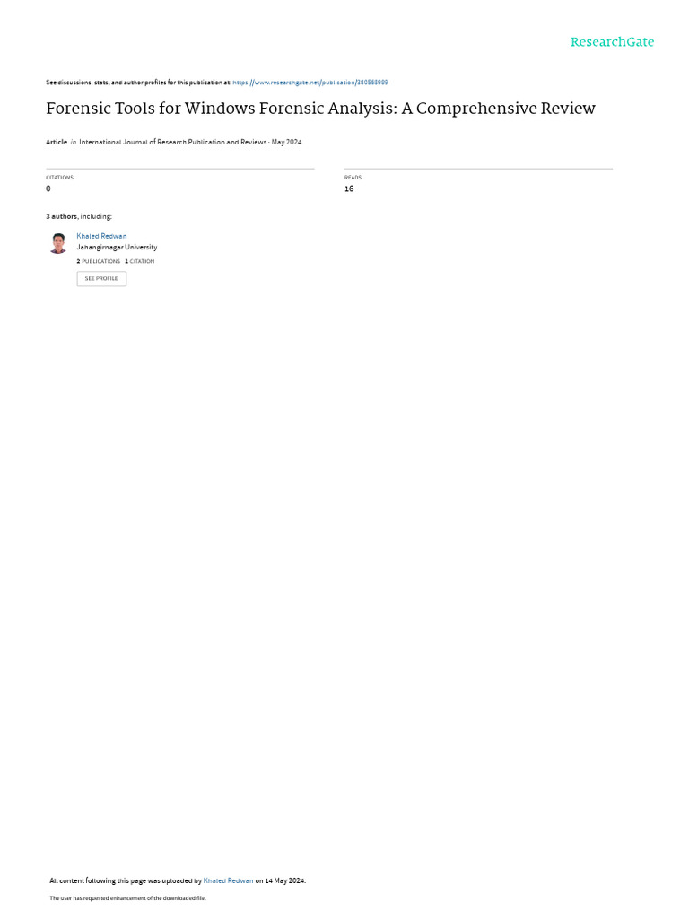 Forensic Toolsfor Windows Forensic Analysis AComprehensive Review | PDF | Computer Forensics ...
