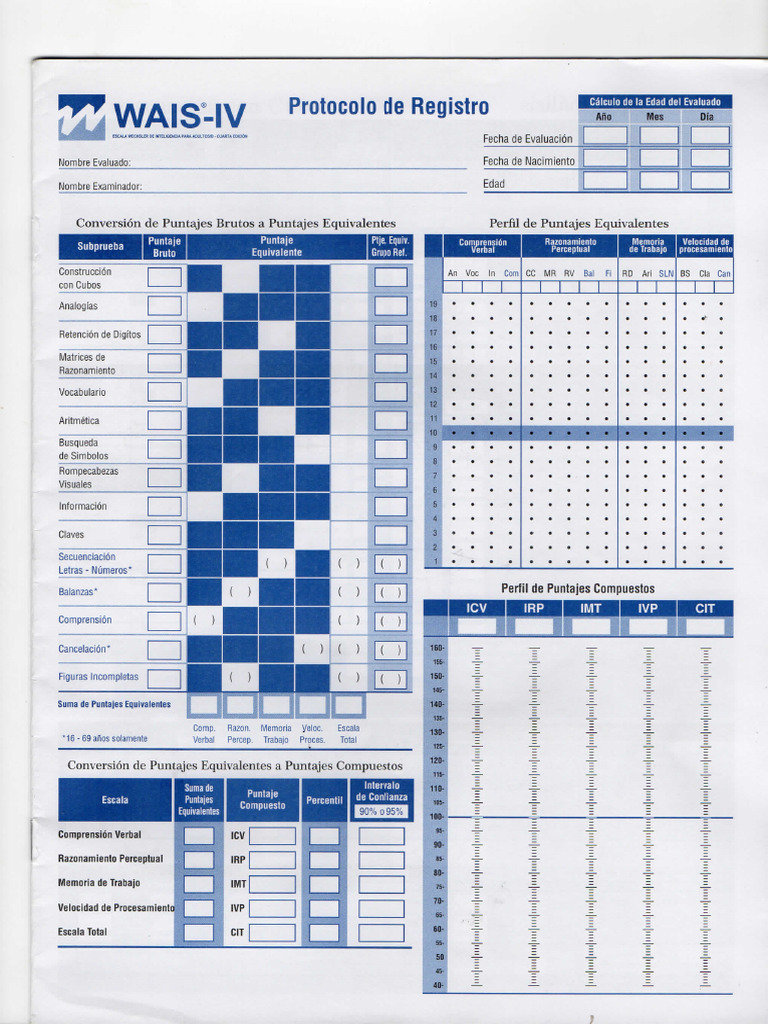 Protocolo de Respuesta Wais Iv-2 | PDF