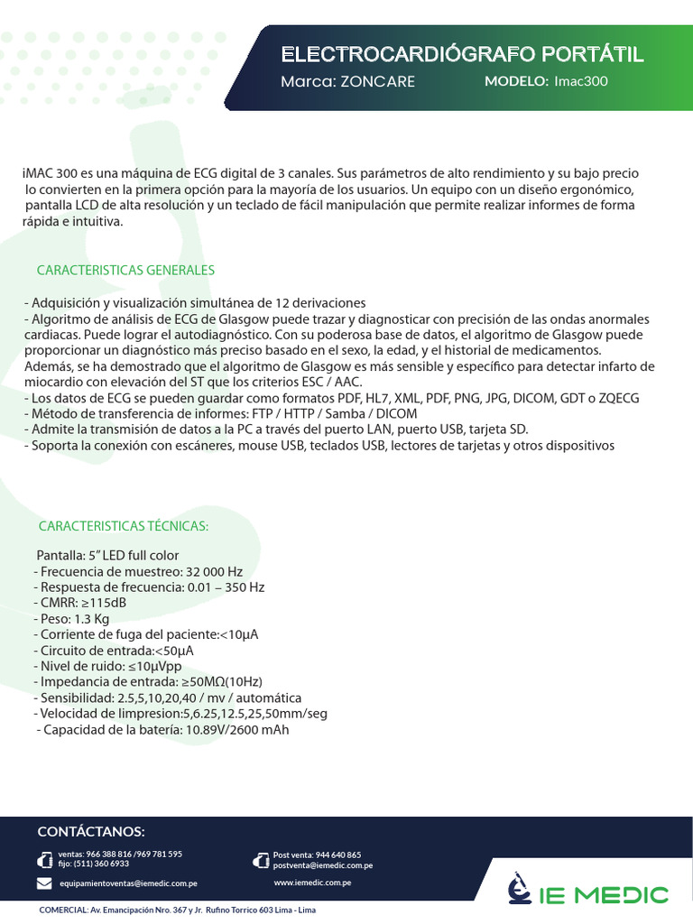 Electrocardiografo Zoncare Imac12 1 PDF | PDF | USB | Electrocardiografia