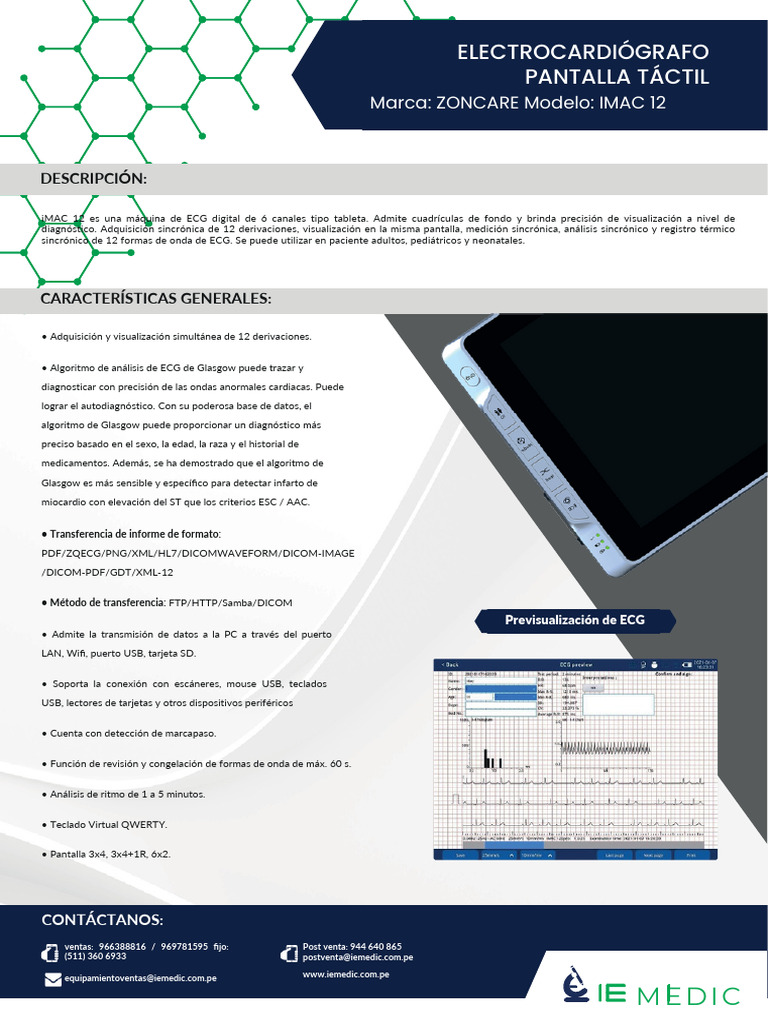 Electrocardiografo Zoncare Imac12 1 PDF | PDF | Electrocardiografia | USB