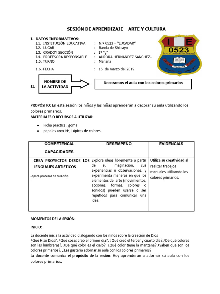 Sesion de Decoramos El Aula | PDF | Salón de clases | Aprendizaje
