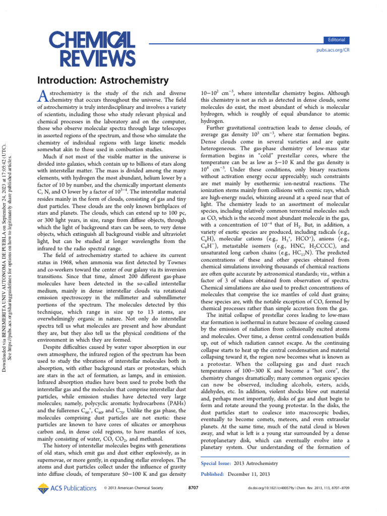 Introduction: Astrochemistry: Editorial | PDF | Interstellar Medium ...