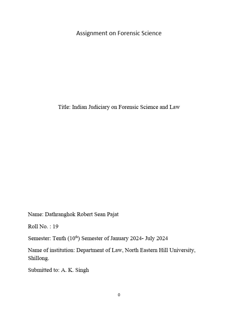 Assignment On Forensic Science | PDF | Forensic Science | Dna Profiling