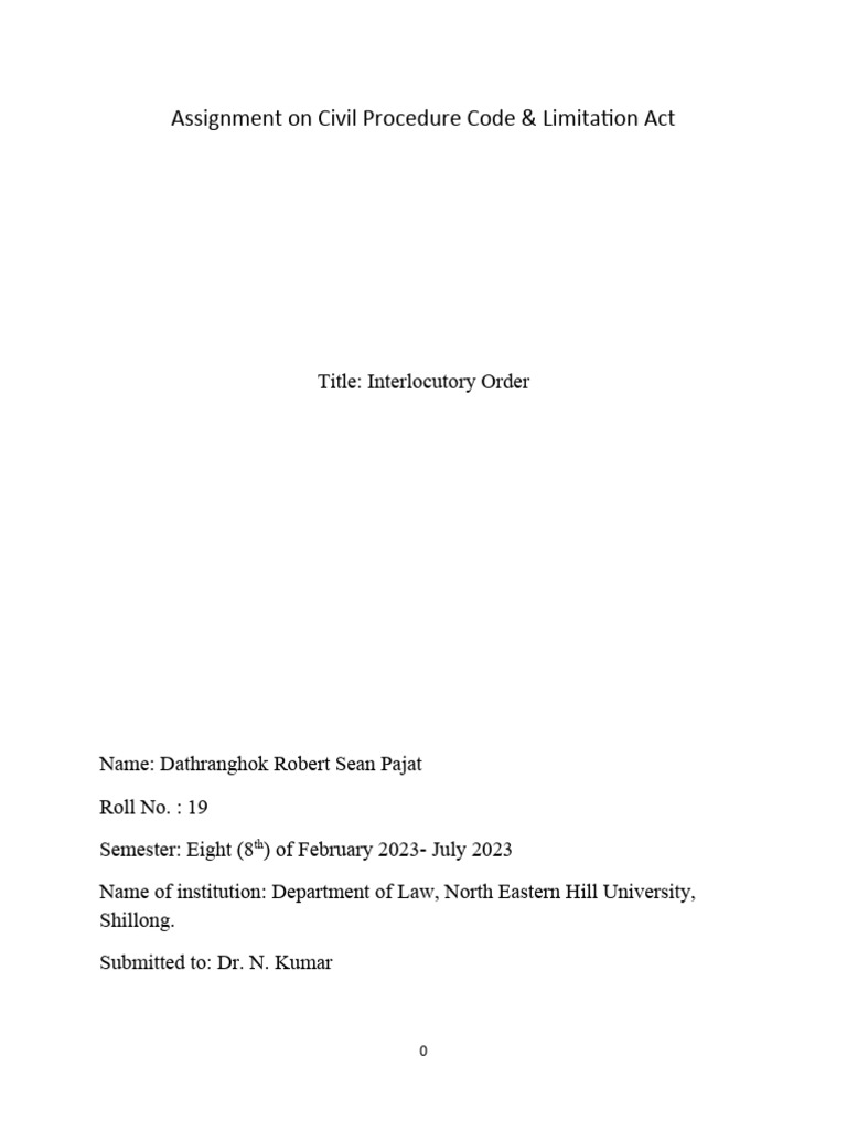 Assignment on CPC | PDF | Injunction | Equity (Law)