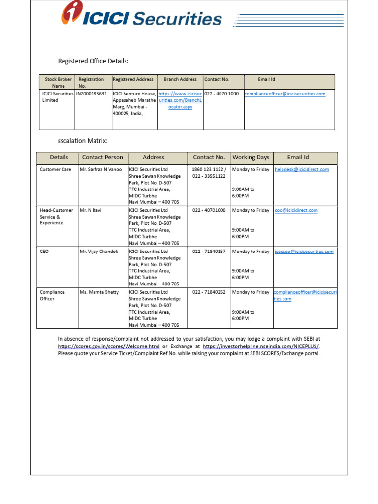 Escalation Matrix | PDF | Financial Markets | Companies