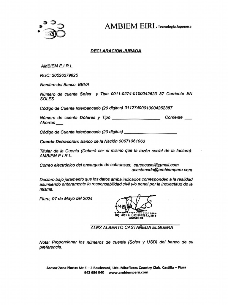 Decl. Jurada Agroaurora 07-05-2024 09.30 | PDF