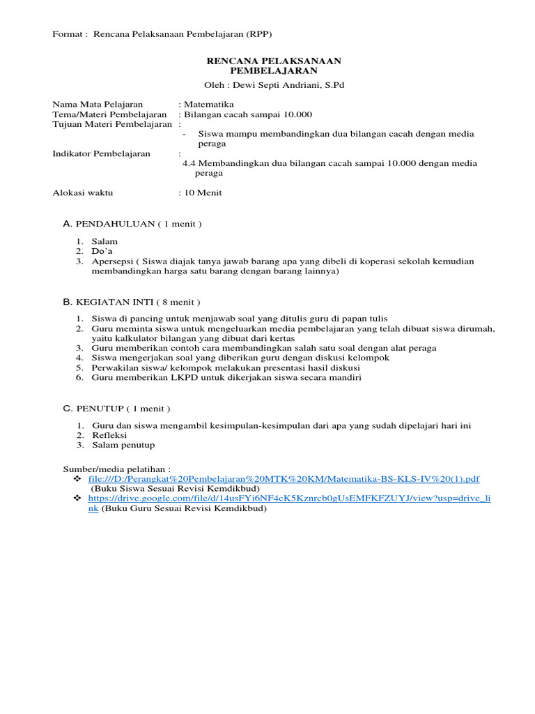 Format RPP CGP 10 REGULER Dewi S | PDF | Komputer