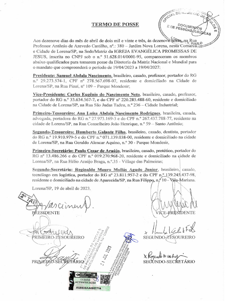 Termo de Posse Iepj 2023 | PDF
