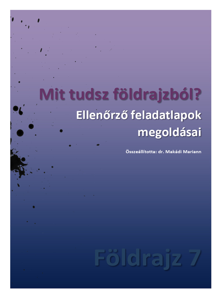 FI-506010701 1 Ellenorzolapok 7 Foldrajz Megoldasok | PDF