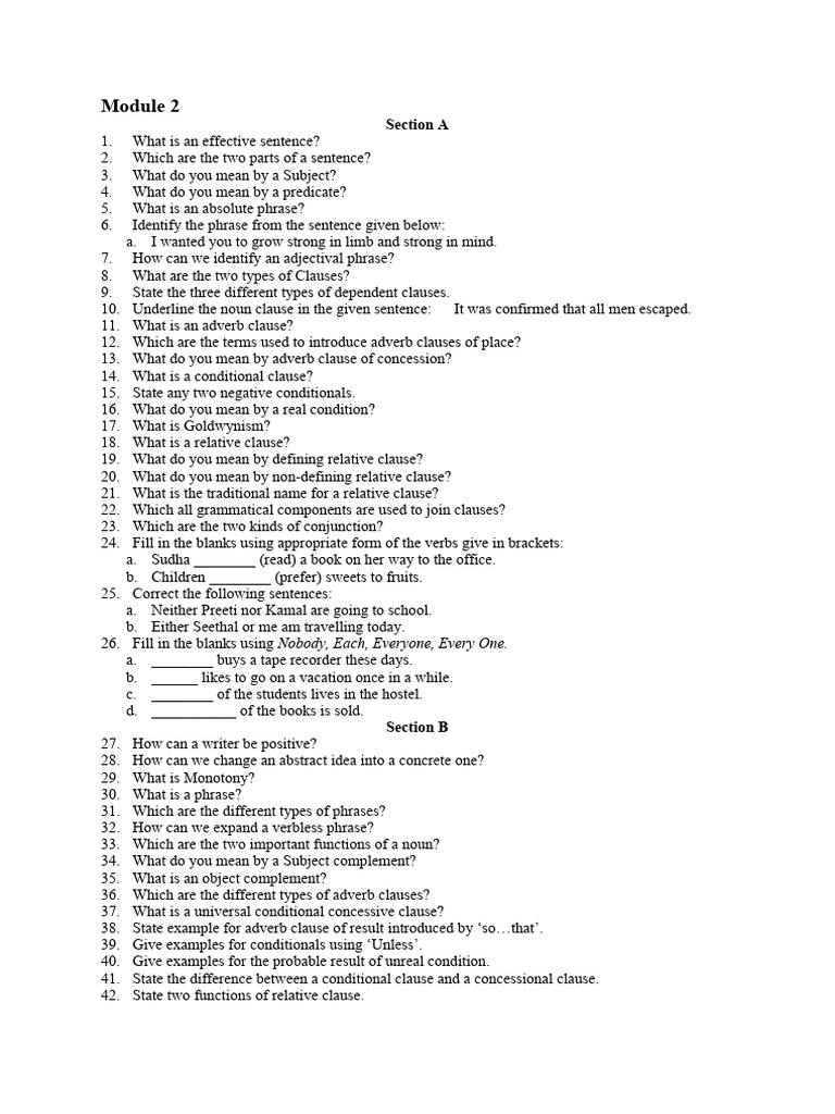 Fine Tune Your English Module 2 Revision | PDF | Clause | Sentence (Linguistics)