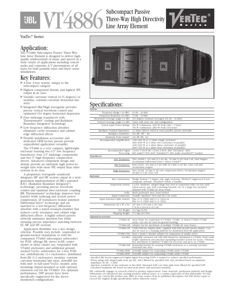 JBL VT4886 v3 | Download Free PDF | Decibel | Electrical Engineering