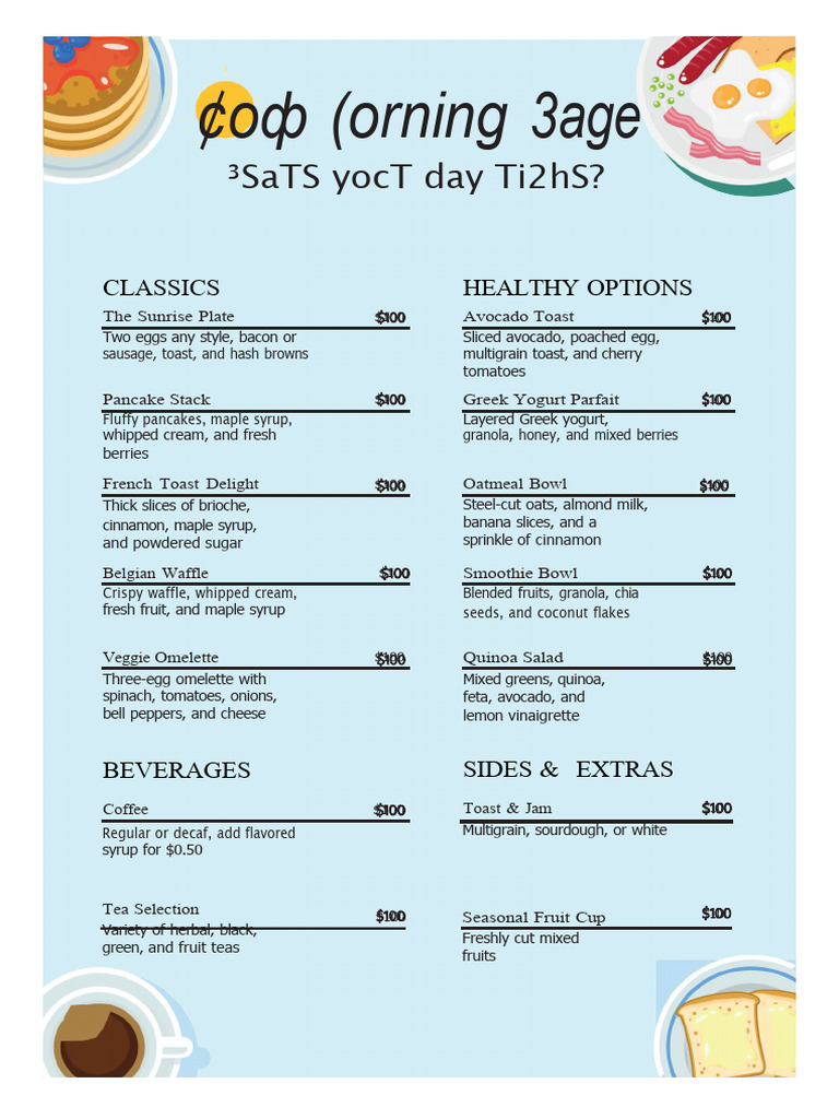 Breakfast Menu Template | PDF