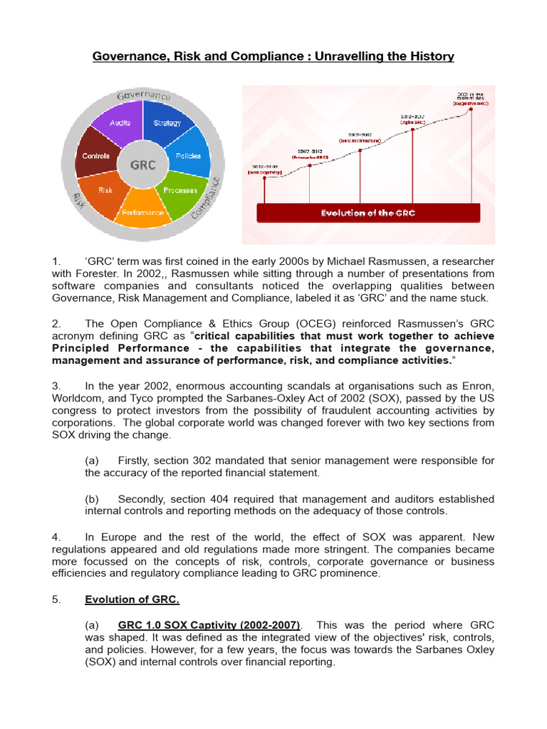 History and Evolution of GRC Systems | PDF | Sarbanes–Oxley Act ...
