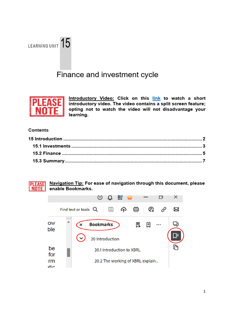 Learning Unit 15 - Finance and investment cycle | PDF | Debits And Credits | Business Economics