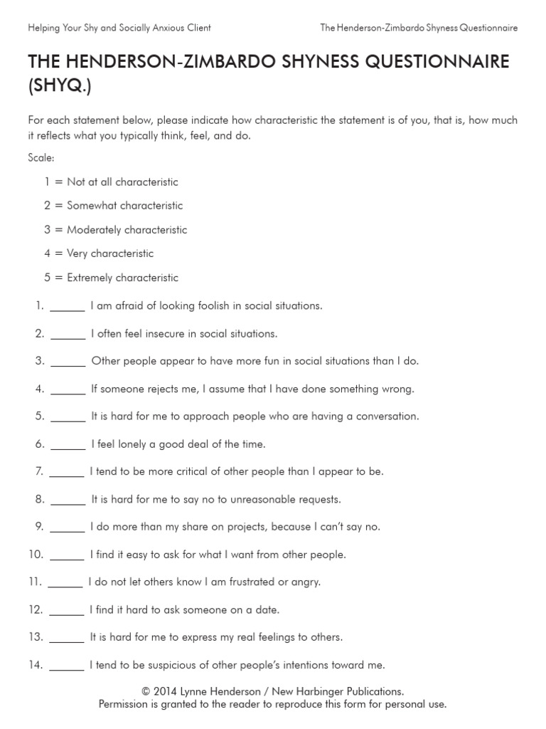 Shyness Assessment Tools and Scales | PDF | Shyness | Anxiety