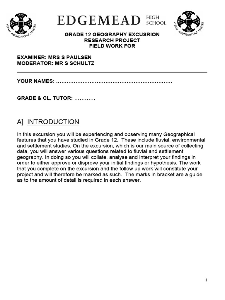 Hout Bay Geog Excursion 2024 | PDF | River | Cloud