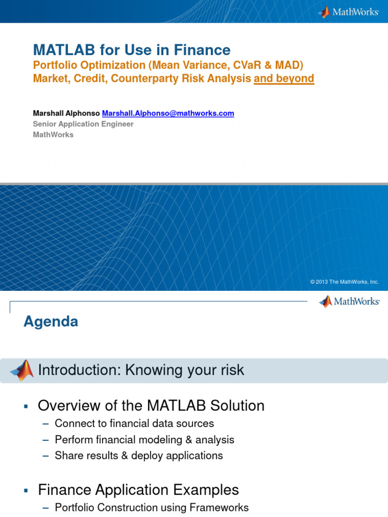 Portfolio Risk Management Matlab | PDF | Matlab | Financial Modeling
