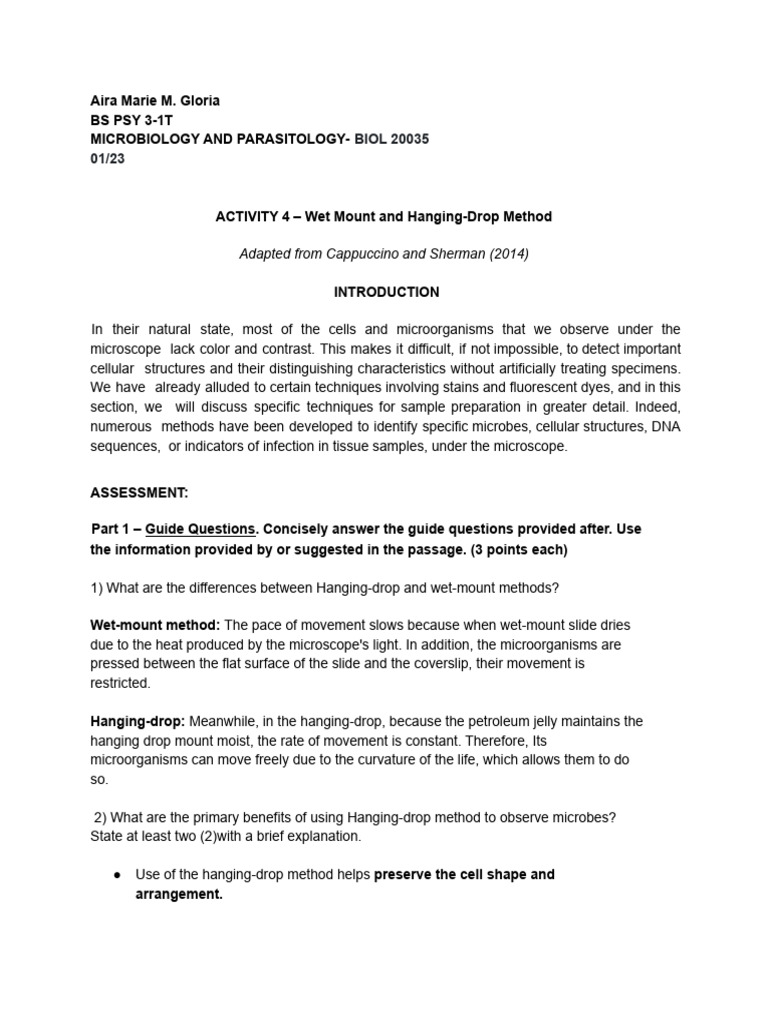Microbiology Laboratory Activity 4 | PDF | Microorganism | Bacteria