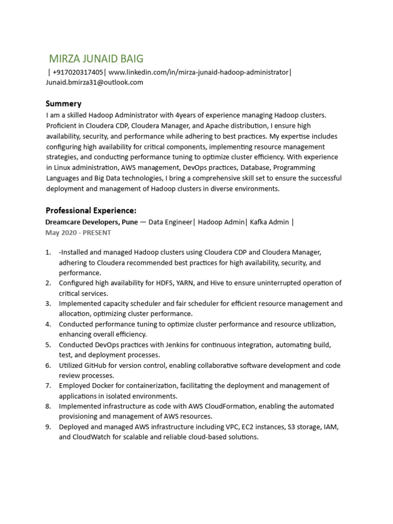 Z 99 Mirza Junaid Hadoop | PDF | Apache Hadoop | Computer Cluster