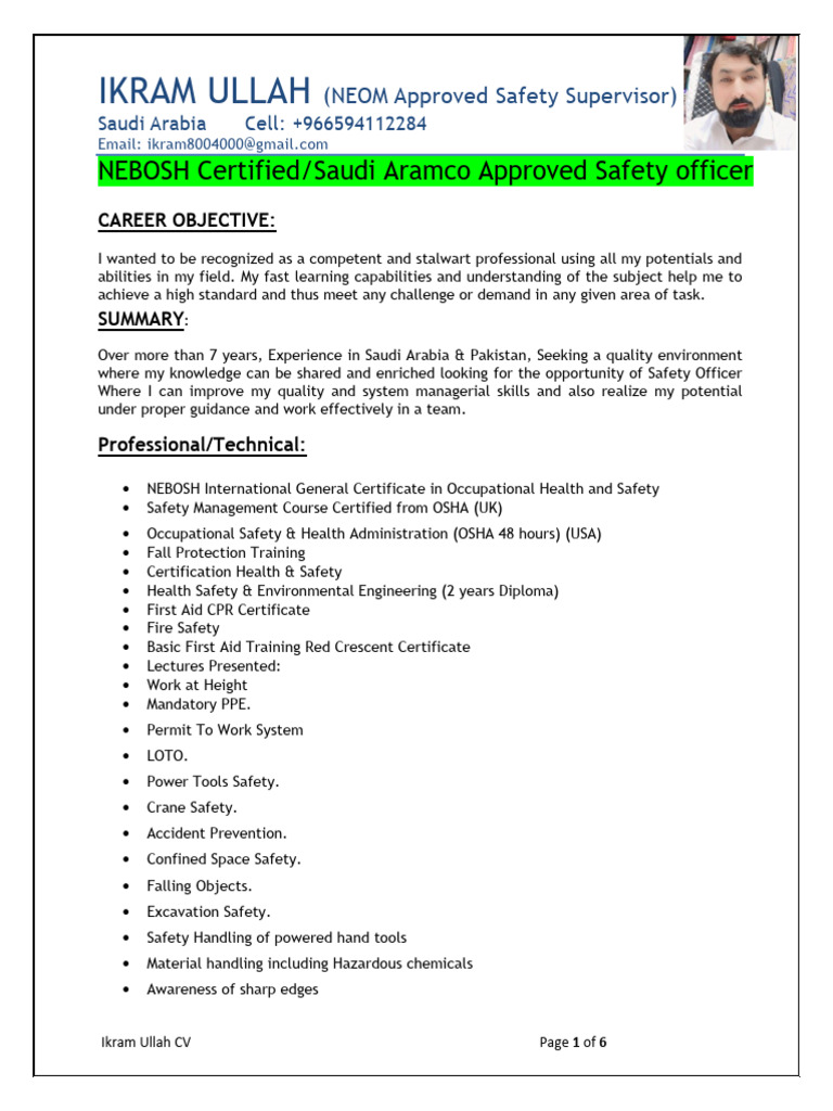 Ikram Ullah CV 29 Apr-2024-1 | Download Free PDF | Safety ...