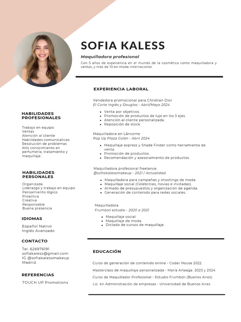 Currículum Sofía Kaless | PDF