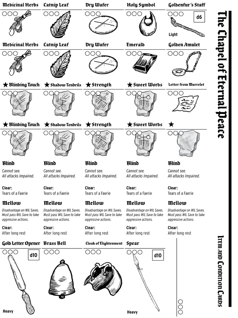 Mausritter Adventure Collection Inventory Cards Print Friendly | PDF
