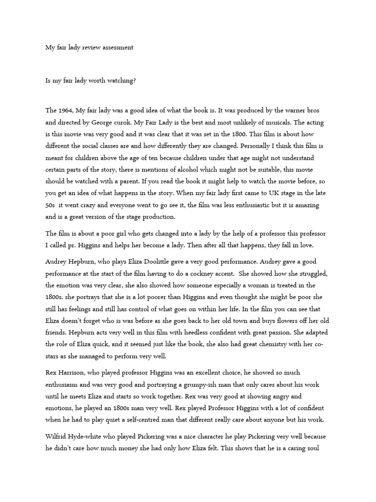 My Fair Lady Film Review and Insights | PDF