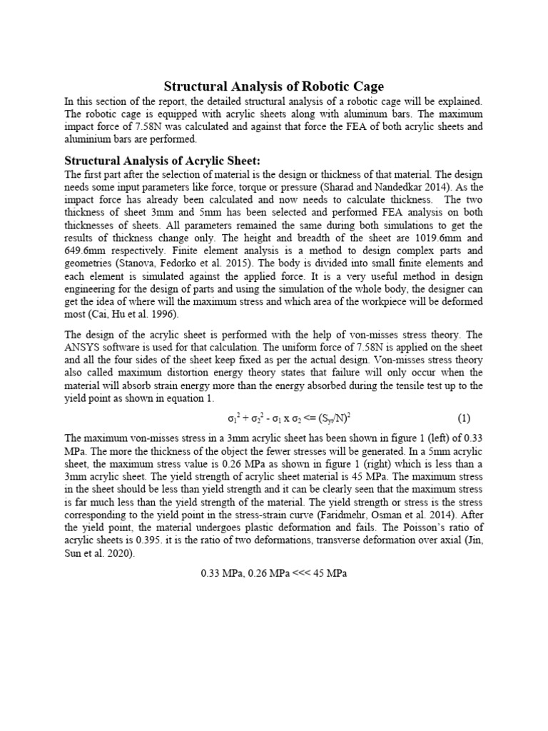 Structural Analysis of Robotic Cage | PDF | Stress (Mechanics) | Sheet ...