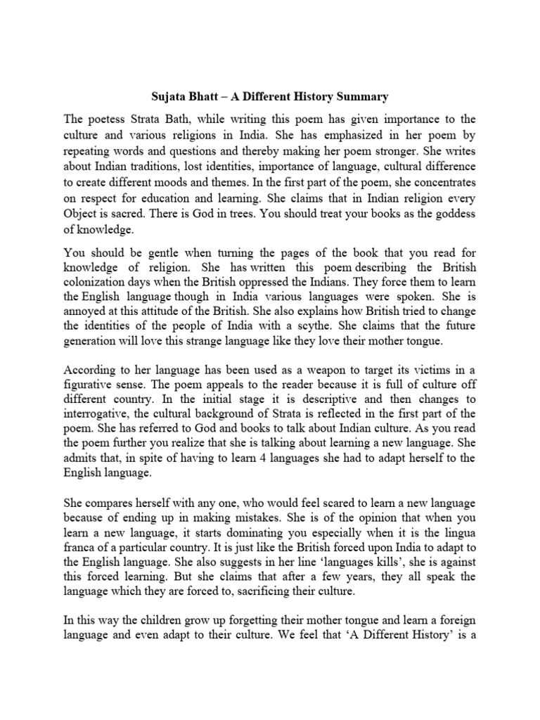 A Different History | PDF | Poetry | English Language