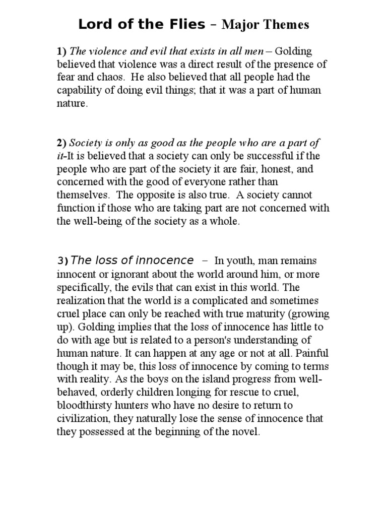 Lord of The Flies - Themes | PDF