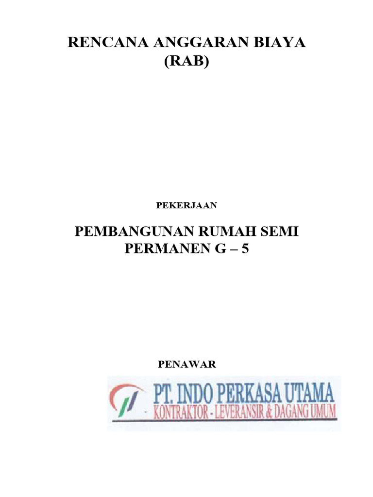 RAB Pembangunan Rumah Semi Permanen | PDF