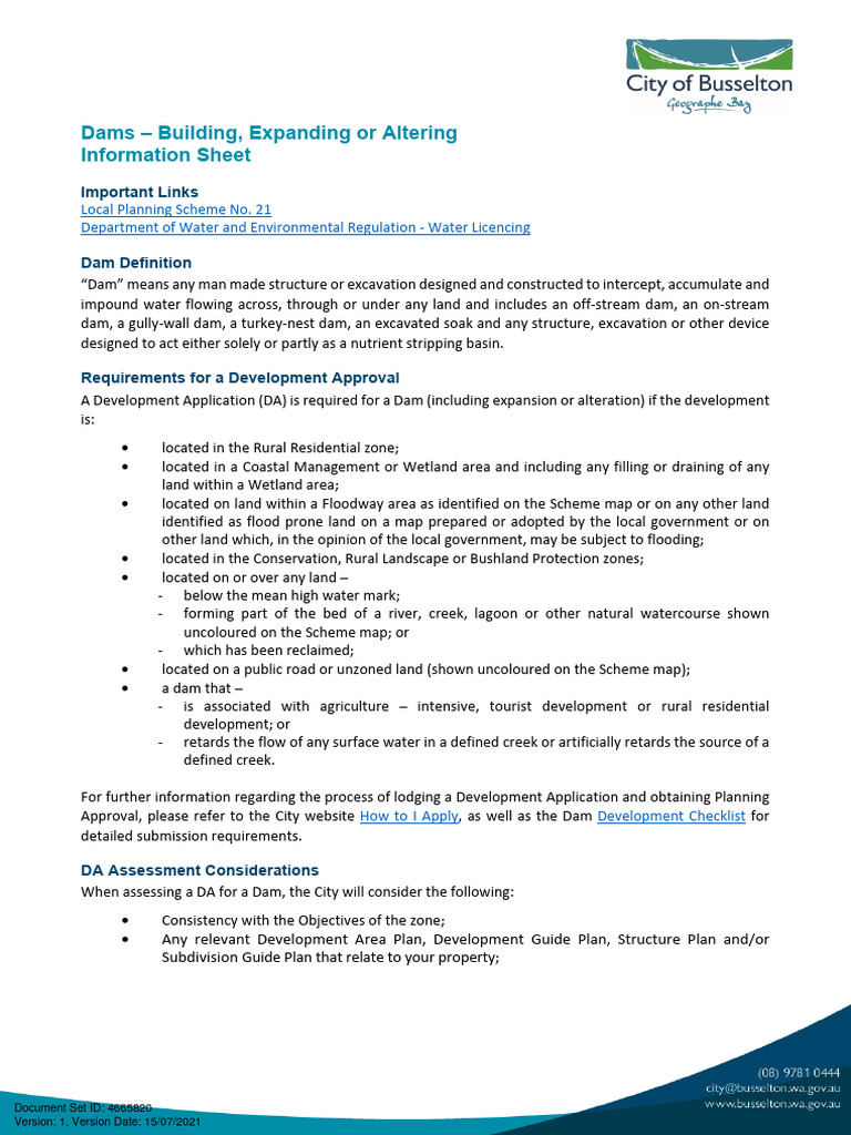 Dam Information Sheet | Download Free PDF | Dam | Wetland