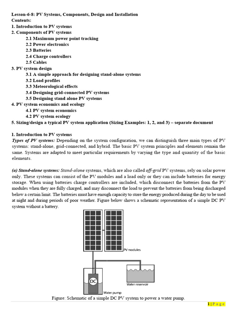 Lesson-5b Handout PV Systems and Design | PDF | Power Inverter | Photovoltaics
