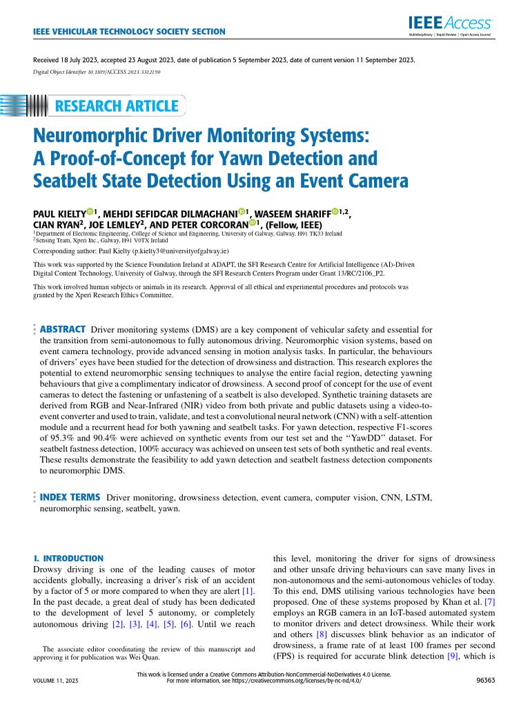 Neuromorphic Driver Monitoring Systems A Proof Of Concept For Yawn Detection And Seatbelt State