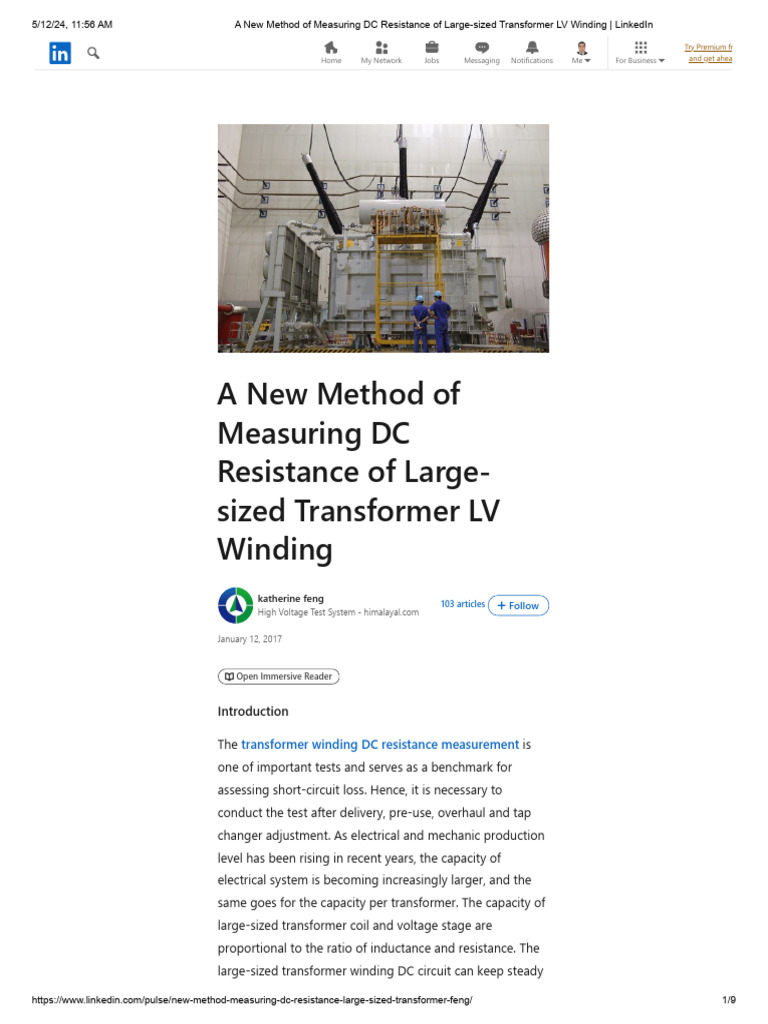 A New Method of Measuring DC Resistance of Large-sized Transformer LV ...