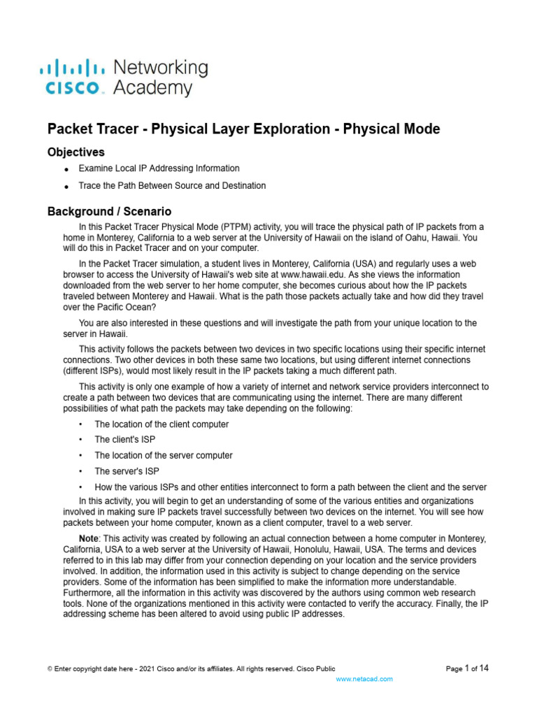 4 7 1 Packet Tracer Physical Layer Exploration Physical Mode Pdf Router Computing Ip