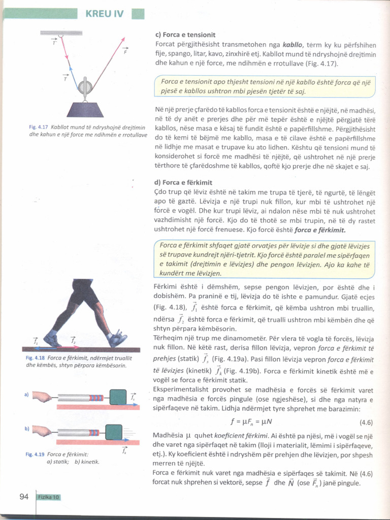 Forca e Ferkimit Fizika 10 Erik | PDF