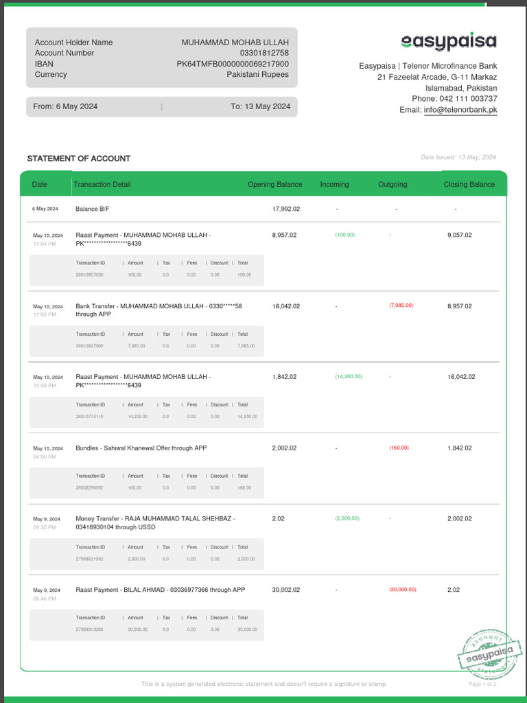 E-Statement E-Statement | PDF | Wire Transfer | Fee