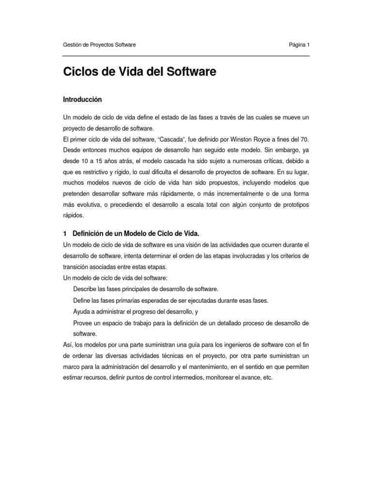 Ciclos de Vida Del SW | PDF | Software | Ingeniería de software