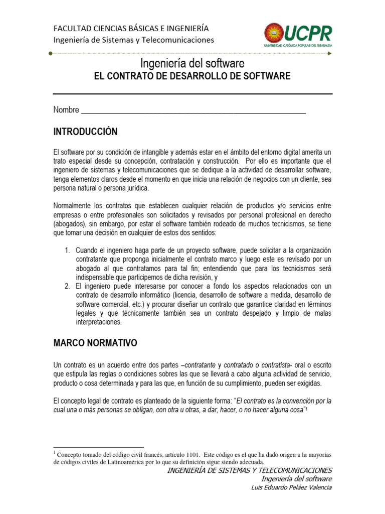 El Contrato de Desarrollo de Software | PDF | Software | Ingeniería de ...