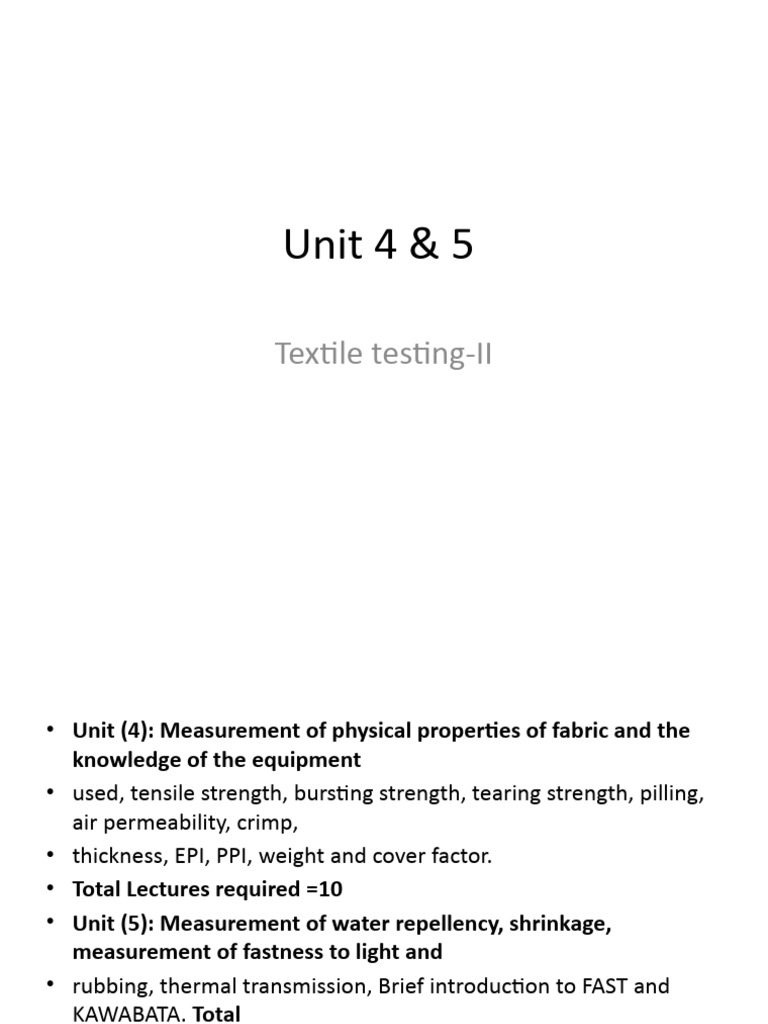 Textile Testing: Fabric Properties & FAST | PDF