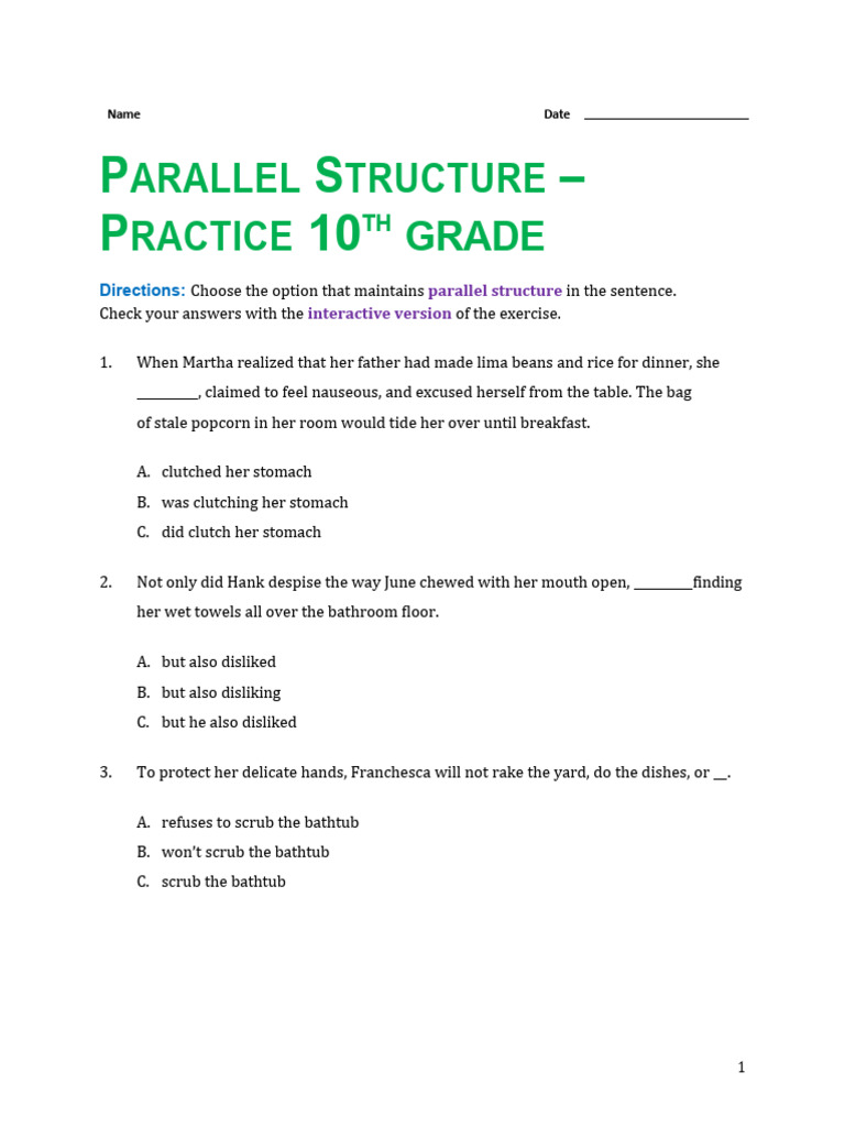 Parallel Structure Practice | PDF